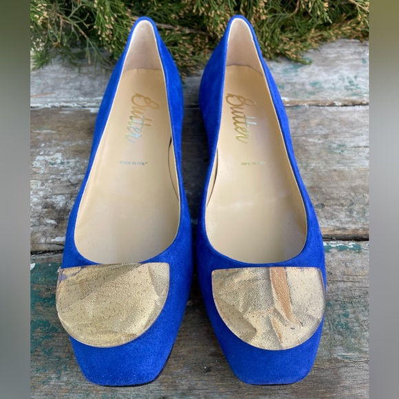 Butter | Shoes | Butter Italy Blue Suede Leather Flats 75 | Poshmark